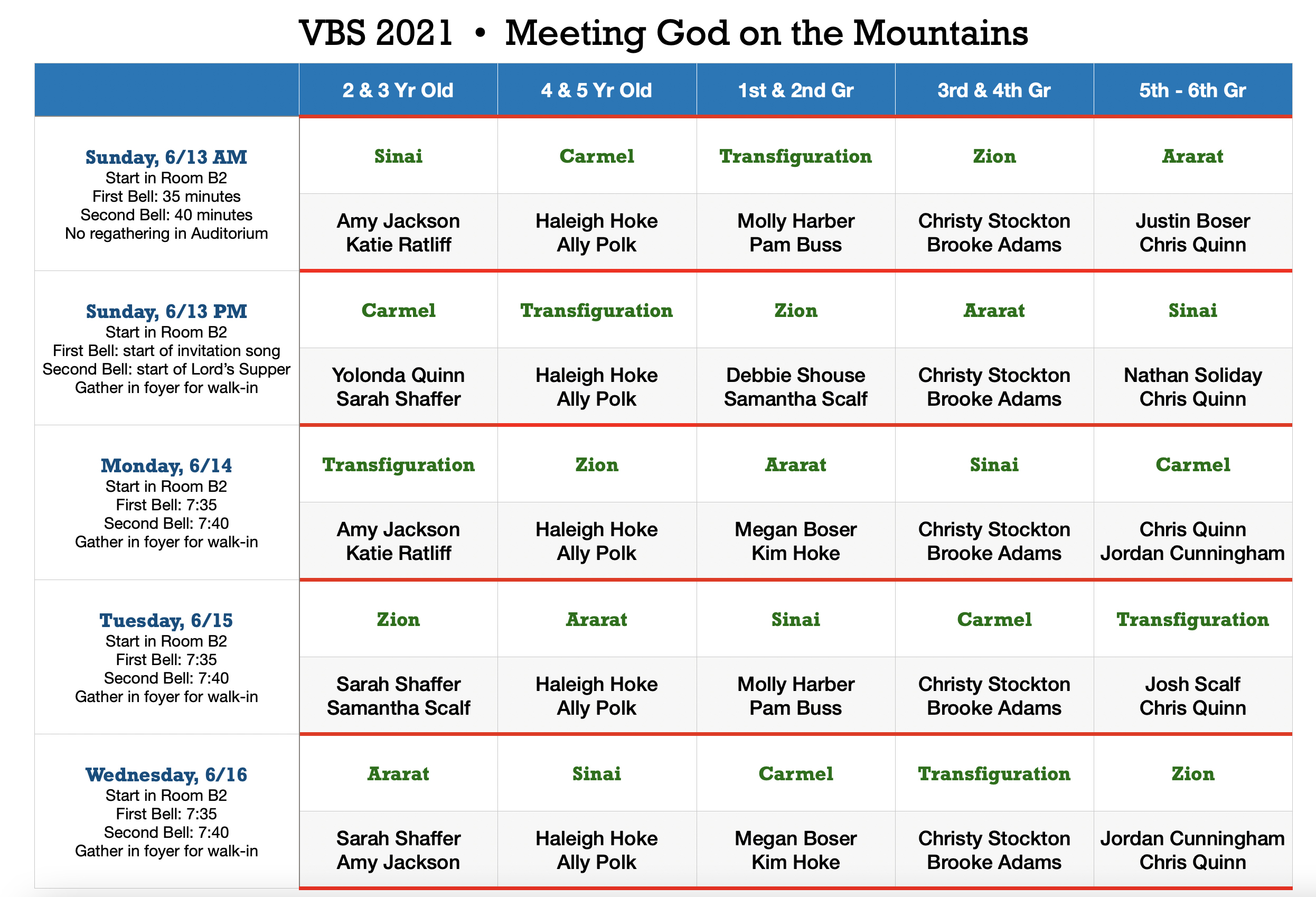 VBS 2021 Grid – Charlestown Road church of Christ