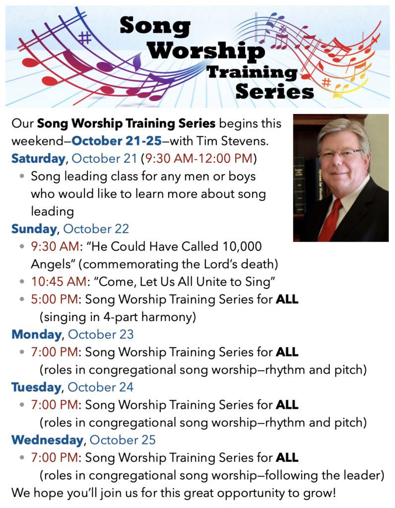 Song Worship Training Series • October 21-25 with Tim Stevens ...