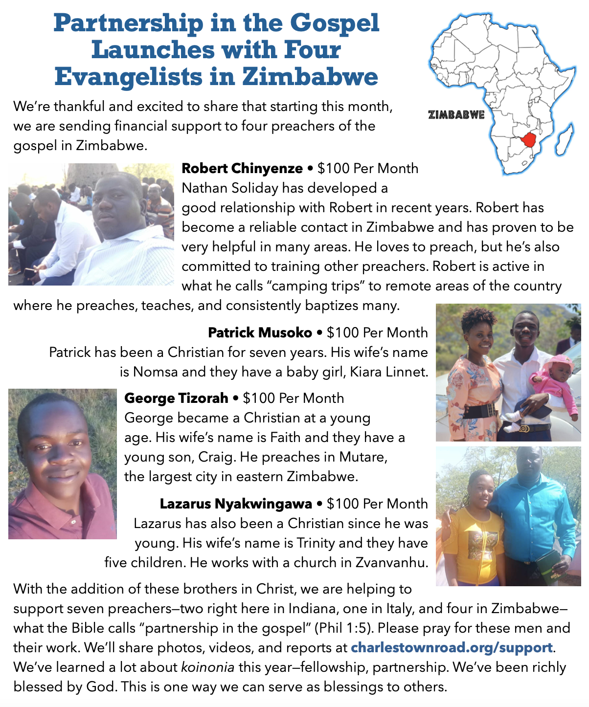 Zimbabwe Preachers – Charlestown Road church of Christ